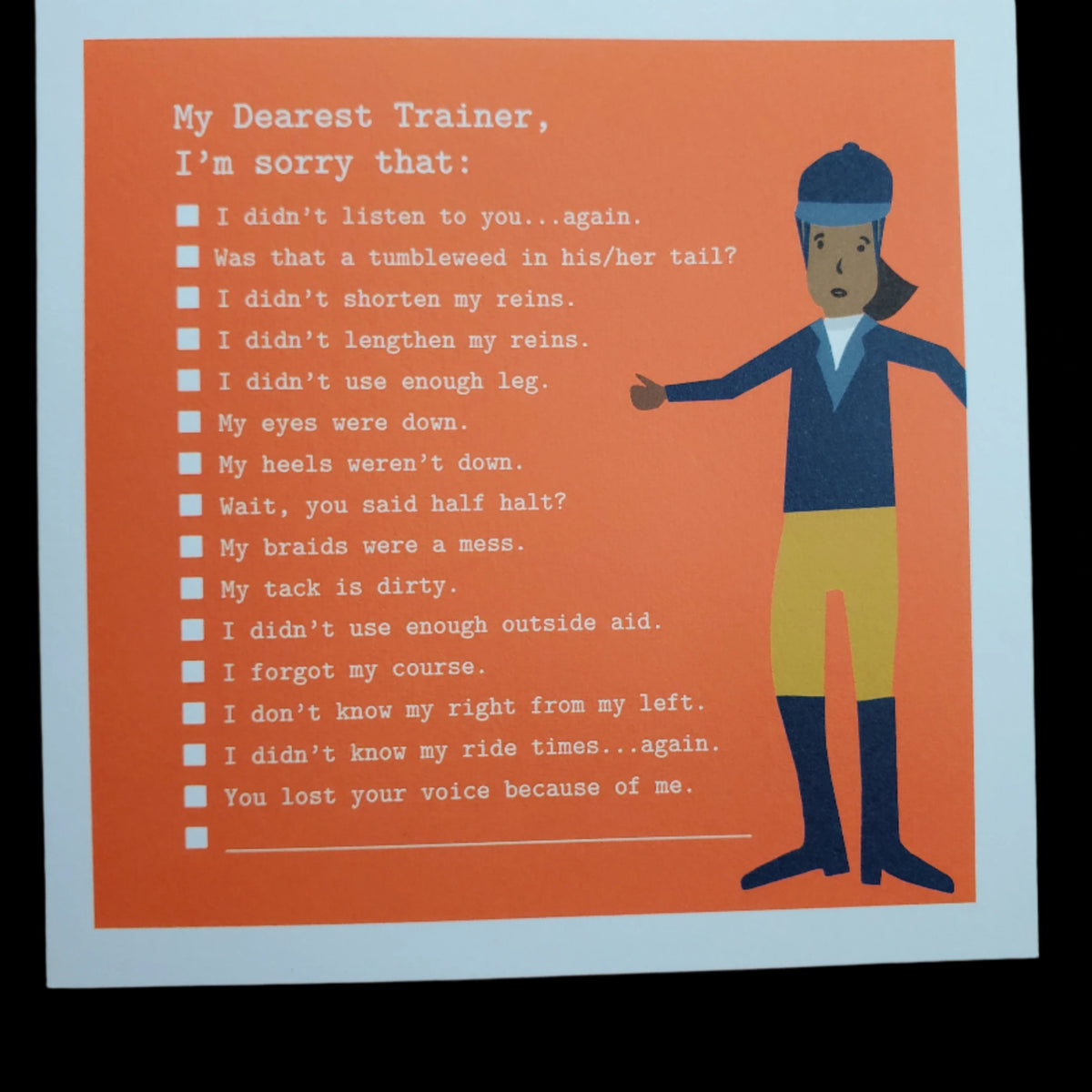 Card: I’m Sorry Trainer… – Bridles and Britches
